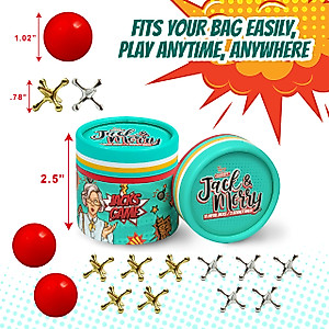 HAPPY JACK & MERRY Metal Jacks Game with Ball Classic Travel Size Fun Toy,Jax and Red Ball for Kids Party Favors and Family Reunion Games and Activities