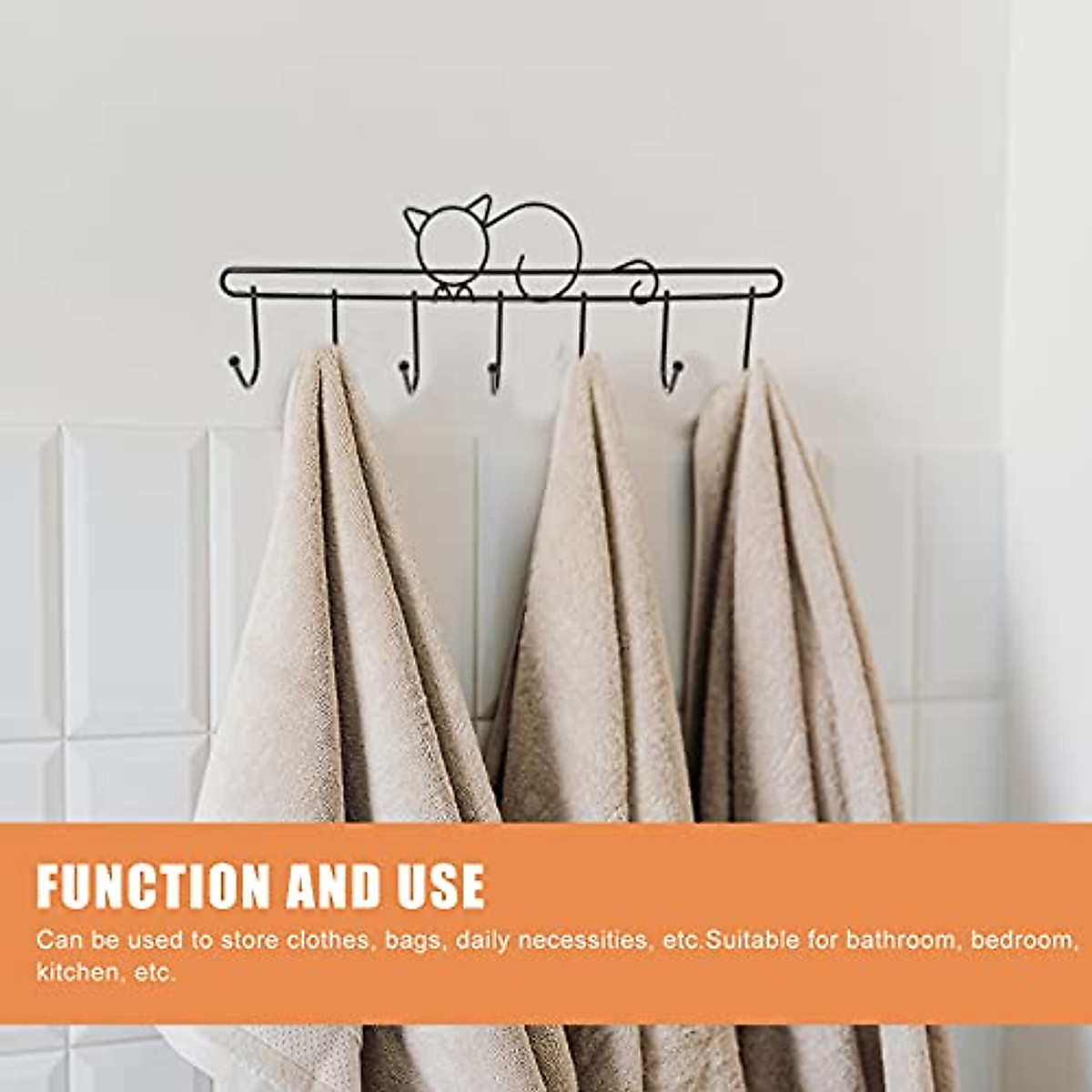 HOMSFOU 1pc Hangers Cat Simple Kitchen Home Purse Hook- Mounted Rail Practical Mount Hook Clothes Hooks Hats Back Wall Hanging Lovely Door Organizer Storage with Rustproof Art