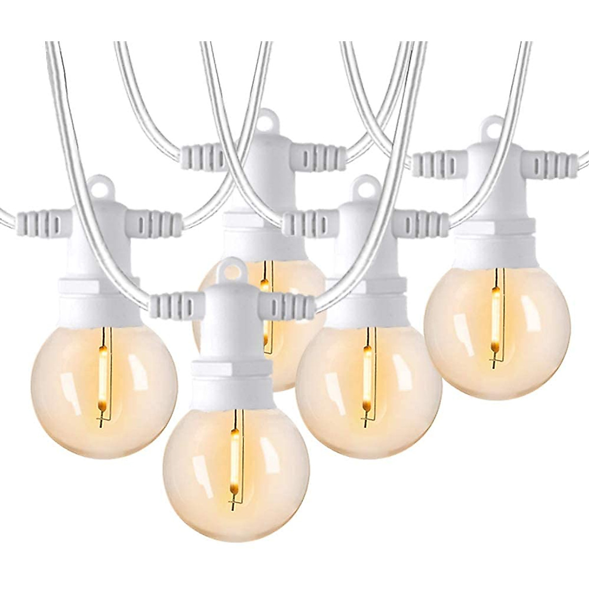 WOOLZ 50FT Led Outdoor Patio Lights with 24+1(Spare) 1W Dimmable Shatterproof G40 Bulbs, Waterproof Outdoor String Lights for Garden, Bistro, Cafe, Pergola and Porch.