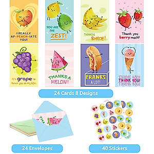 ceiba tree 24Pcs Funny Thank You Cards for Teachers Pun Teacher Appreciation Greeting Cards Bulk Assortment with Envelopes for Graduation End of the Year