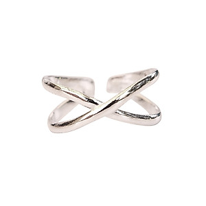 Handmade Silver Criss-Cross X Adjustable Toe Ring, 925 Sterling Silver, Elegant Dainty Open Toe, Pinky or Knuckle Rings for Women, By MiYa Jewelry Creations