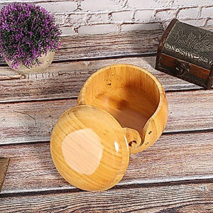 Liyeehao 6 Inch Yarn Storage Bowl, Circular Yarn Bowl, Decorative Manual Crafted Wooden for Knitting for Crochet