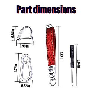 Moly Magnolia Microfiber Leather Car Keychain, Zinc Alloy Key Fob Holder, 360° Rotatable Keyring with Anti-Lost D-Ring for Women Men (Red)