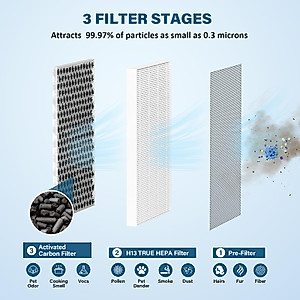 FMDZFL JF260 Replacement Filer, 3-in-1 True HEPA Filter for JF260 Air Puri-fier, Part Number JF260-RF, 4 Pack