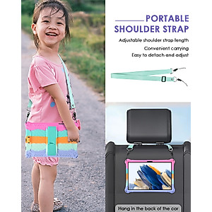 DETUOSI for Galaxy Tab A8 10.5 Case, Soft Silicone Lightweight Protective Smart Cover Case for Galaxy Tab A8 10.5 inch 2022 SM-X200/X205/X207 with Shoulder Strap & Stylus Pen, Dazzling Pink