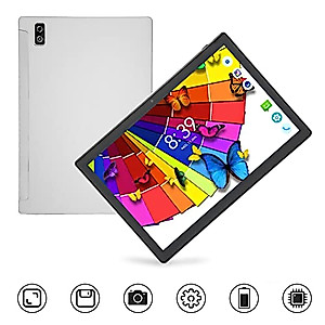 FOTABPYTI 10 Inch Tablet, 8GB RAM 128GB ROM IPS Octa Core Tablet PC 8800mAh for Office (Silver)