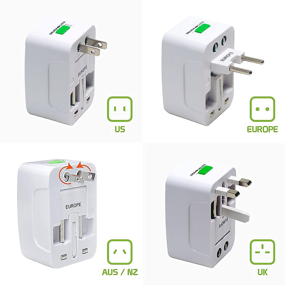 Worldwide Power Adapter Works for Panasonic LUMIX DMC-LX1 is Universal for 90% of Travel Between US/EU/CN/AUS/NZ/UK Type