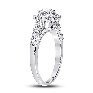 The Diamond Deal 14kt White Gold Round Diamond Solitaire Bridal Wedding Engagement Ring 1 Cttw