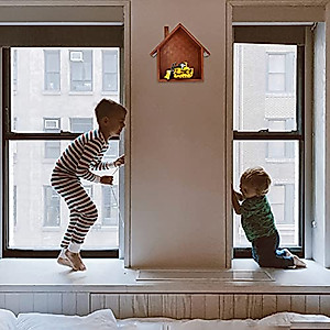 VOSAREA Wooden Wall Shelf Wall Mounted Floating Shelves House Shape Wall Storage Rack Wall Organizer for Office Kitchen Living Room Bathroom