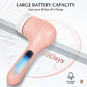 Facial Cleansing Brush Face Scrubber: Electric Exfoliating Spin Scrubber IPX7 Waterproof Silicone Skin Cleaning USB Rechargeable Spinning Rotating Washer Proactive System