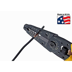 IDEAL Electrical 45-120 T-5 T-Stripper - 10-20 AWG, Yellow Wire Stripper with Looping Holes, Plier Nose, Spring Loaded Automatic Opening,Black