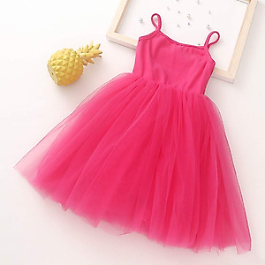 ZINPRETTY Toddler Dress Baby Girls Tutu Playwear Sleeveless Birthday Party Outfit Infant Tulle Sundress Knee Length 3-4T Rose