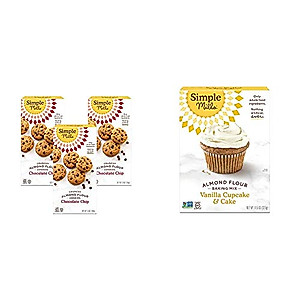 Simple Mills Almond Flour Chocolate Chip Cookies, Gluten Free and Delicious Crunchy Cookies, Organic Coconut Oil, 3 Count (Packaging May Vary) & Almond Flour Baking Mix, Gluten Free Vanilla Cake Mix