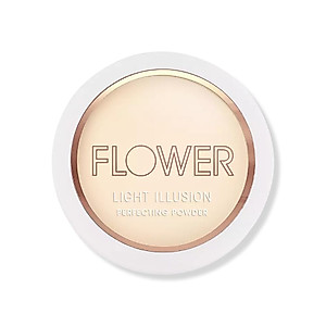 Flower Beauty Light Illusion Perfecting Powder - Pressed Powder Face Makeup, Buildable Medium Coverage with Blurring Pigments, Includes Mirror & Sponge (Porcelain)