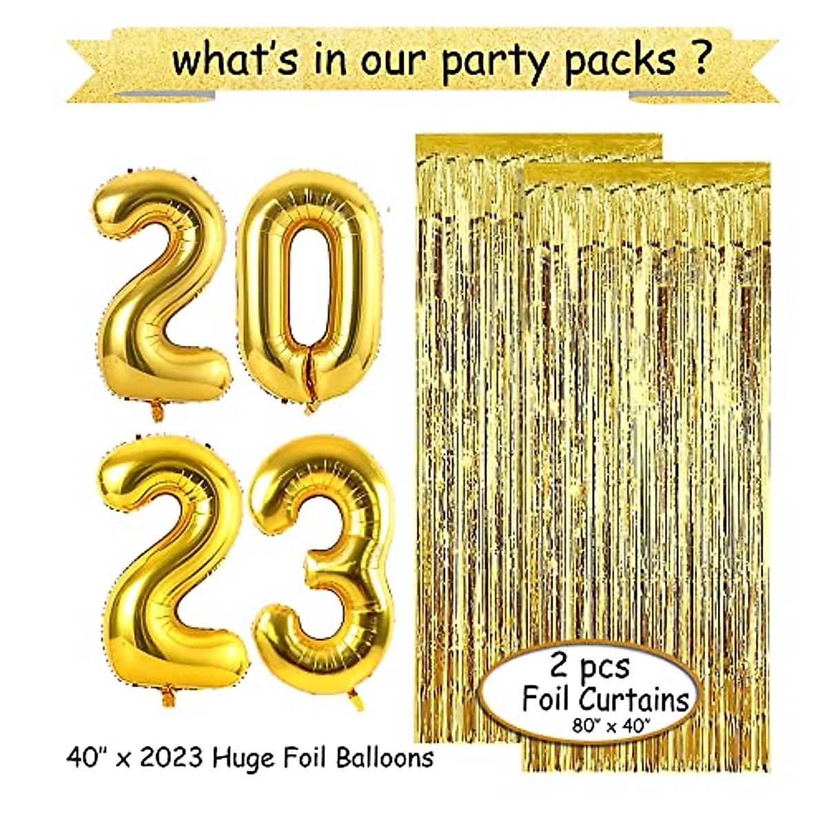 Marte&Joven Graduation Decorations Class Of 2023 - Graduation Party Supplies Including Congrats Grad Banners, Porch Sign, Paper Fans, Balloons, Foil Curtains for Graduation Party Decorations