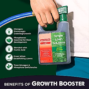 Extreme Grass Growth Lawn Booster- Liquid Spray Concentrated Starter Fertilizer with Humic Acid- Any Grass Type- Simple Lawn Solutions (32 oz. w/Sprayer)