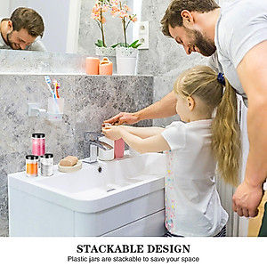 Hajoyful Plastic Jars with Lids 6OZ 42PCS,Small Cosmetic Slime Containers Clear Travel Round Jars Empty Refillable Sample Containers Leak Proof Pot with Black Lids for Lotion, Cream, Body Scrub