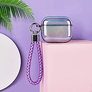 AirPods 3 Case Cover, AIRSPO AirPods 3rd Generation Case Women Clear Lasher Hard PC Protective Case Colorful Skin Compatible with Apple AirPods 3 Case with Keychain (Glittery Purple)