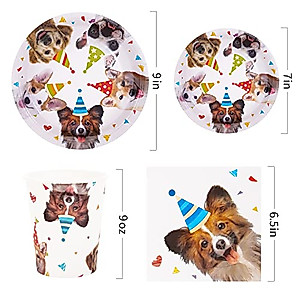 175PCS Dog Themed Birthday Party Supplies Dog Party Plates Cups and Napkins Sets for Puppy Dog Pals Birthday Party Decorations, Serves 25