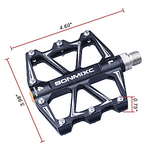 BONMIXC Mountain Bike Pedals Flat Road Bike Pedals Sealed Bearing Lightweight Bicycle Pedals 9/16-in Thread (Black)