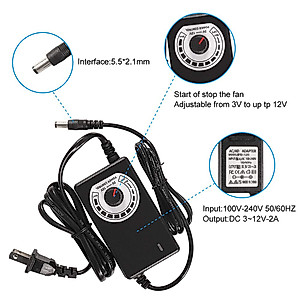 120mm x 25mm 110V 220V AC Powered Cooling Fan with Speed Controller 3V to 12V, 1225 AC 115V 120V 220V 240V for Cooling Ventilation Exhaust Projects, Receiver DVR Playstation Xbox Component Cooling