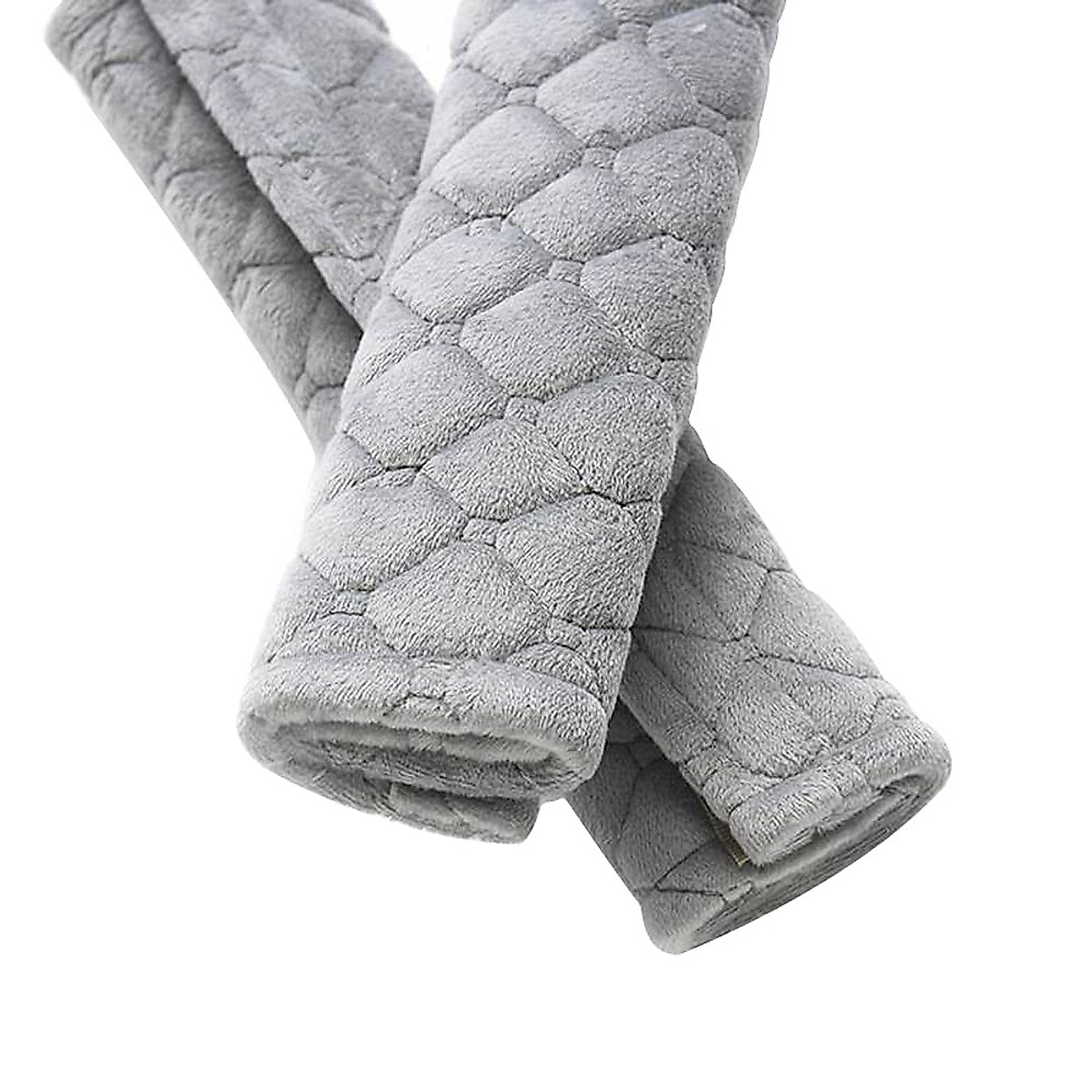 Angzhili 2 Pcs Car Seat Strap Covers,Soft Car Seat Belt Cushions,Automotive Seat Belt Pads for Adults and Children (Gray)