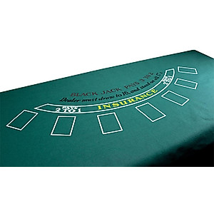 Brybelly Green Blackjack Table Felt - Gaming Table Top for Blackjack - Casino-Style, Spill-Proof Layout Cloth Card Table