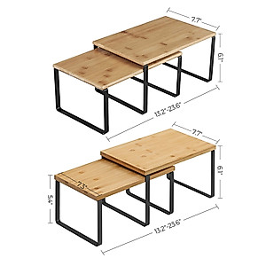 SONGMICS Set of 6 Cabinet Organizers, Shelf Organizers, Kitchen Organization, Kitchen Organizers and storage, Metal and Bamboo, Black and Natural UKCS02NB and UKCS10NB