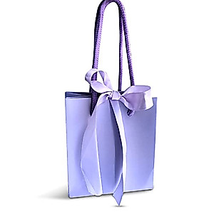 Purple Gift Bags with Handles - 12 Pack Mini Gift Bags, Extra Small Purple Paper Gift Bags with Rope Handles with Ribbon for Birthdays, Weddings, Gifts, Favors, Holidays - 4x2.75x4.5