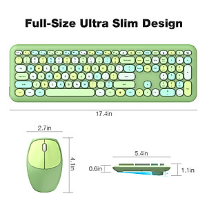 MOFII Wireless Keyboard and Mouse Combo Silent, Slim Compact 2.4G USB Full Size Wireless Mouse and Keyboard Combo, Cute 110 Keys Keyboard for PC, Notebook, MacBook, Tablet, Laptop, Windows System