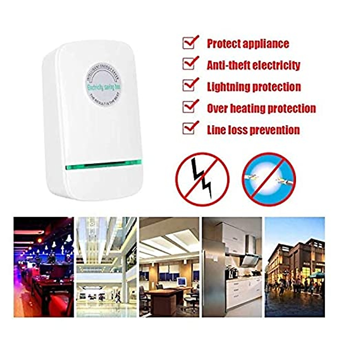 Duvik Power Saver,Energy Saver,Household Power Saver,Electricity Saving Box Household Office Market Device Electric Smart US Plug 90V-250V 30KW,White,4 Pack