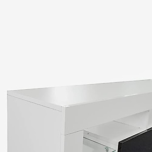 63 Inches Floating TV Stand Wall Mounted with Lights, Modern LED TV Stand Floating Entertainment Center with Storage for Bedroom Living Room,Floating Shelf for Under TV,White