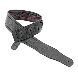 Walker & Williams GB-163 Oxford Brown Handmade Padded Guitar Strap with Oak Leaves & Texas Star Tooling For Acoustic, Electric, And Bass Guitars