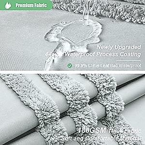 Dynamene Grey Fabric Shower Curtain, Tufted Chenille Striped Textured Cloth Shower Curtains for Bathroom, Boho Farmhouse Shabby Chic Waterproof Shower Curtain Set with Hook, Wrinkle Free, 72x72