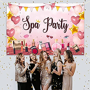HAMIGAR 6x4ft Spa Party Banner Backdrop - Spa Birthday Decorations Party Supplies for Girls- Pink