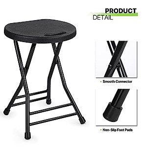 Magshion Foldable Stool with Handle Indoor Outdoor 6 Pack Backless Folding Stool Sturdy 230lbs Capacity, 18 Inch Black