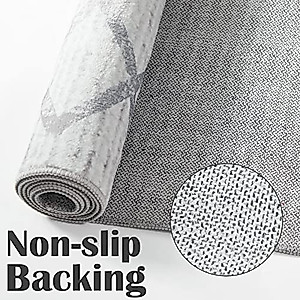 COLLACT Area Rug 5x7 Grey Modern Rug Soft Rug Kitchen Indoor Mat Geometric Print Floor Cover Thin Carpet Non Slip for Bedroom Dining Room Living Room Office Classroom