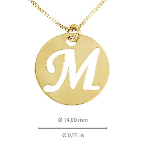 14k Gold Small Initial Medal Pendant Necklace for Girls Teen | Chain 16+2 inches | Jewelry from Italy