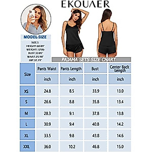 Ekouaer Women's Pajama Set Silk Bridal Lingerie V Neck Satin Sleep Shorts and Tops 2 Piece Lounge Set White