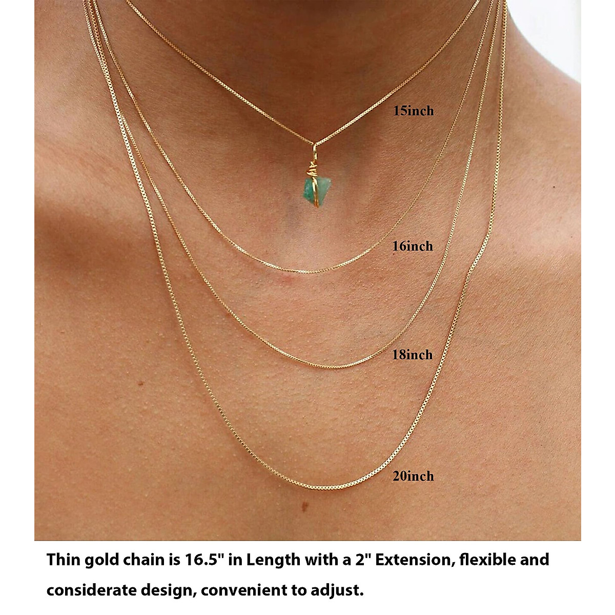 Vavily Minimalist Thin 18K Gold Chain Box Necklace Short Small Gold Chain Choker Necklaces for Women