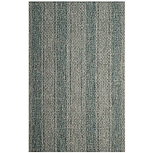 SAFAVIEH Courtyard Collection CY8736 Indoor/ Outdoor Non-Shedding Easy Patio Backyard Porch Deck Mudroom Area, 5'3" x 7'7", Light Grey / Teal