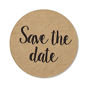 80-Pack, 2” Kraft Save The Date Stickers, Rustic Save The Date Labels, Envelope Seals