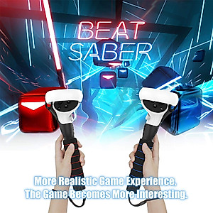 Dual Handles Extension Grips For Oculus Quest, VR Light Handle Touch Controller For Quest 2 Or Rift S Playing Beat Saber Games