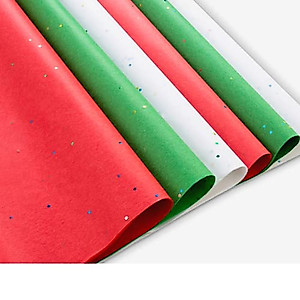 Christmas Tissue Paper for Gift Bags 100 Sheets | Red Green and White Christmas Sheets- Glittery Colorful Sparkle Christmas Wrapping Tissue Paper Bulk 20 X 20" Tissue Sheets