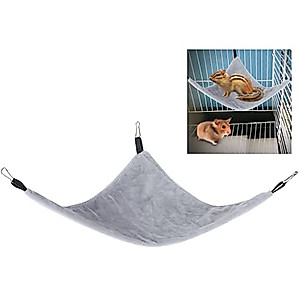 Small Animal Hammock Hanging Bed Sleeper Pet Nap Cage Accessories for Parrot Sugar Glider Hamster Ferret Squirrel Guinea Pig (Gray)