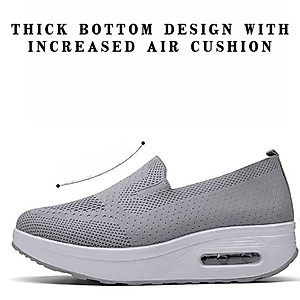 Women's Orthopedic Sneakers, Womens Air Cushion Slip-On Walking Shoes, Orthopedic Shoes for Women, Comfort Loafers Knit Breathable Mesh Non-Slip Platform Casual Sneakers (Grey,38)