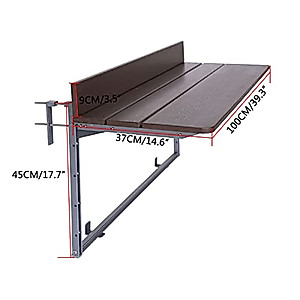 FURNIKNA Balcony Bar Table for Railings, Balcony Railing Hanging Table Folding Balcony Table Hanging Adjustable Deck Table for Patio, Garden