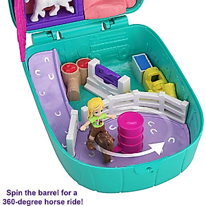Polly Pocket Playset, Travel Toy with 2 Micro Dolls & Pet Horses, Pocket World Cactus Cowgirl Ranch Compact