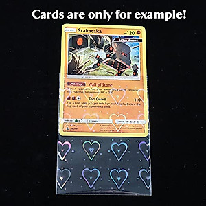 Black Lotus 100 PCS Top Loading Sweet Heart Shaped Holographic Photo Card Sleeves, Cute Foil Holo Shinny Card Protector for Kpop/Idol/TCG/CCG Standard Sized/Japanese Sized Cards Cover (65x90mm)