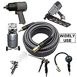 YOTOO Hybrid Air Hose 1/4-Inch by 50-Feet 300 PSI Heavy Duty, Lightweight, Kink Resistant, All-Weather Flexibility with 1/4-Inch Industrial Air Fittings and Bend Restrictors, Gray